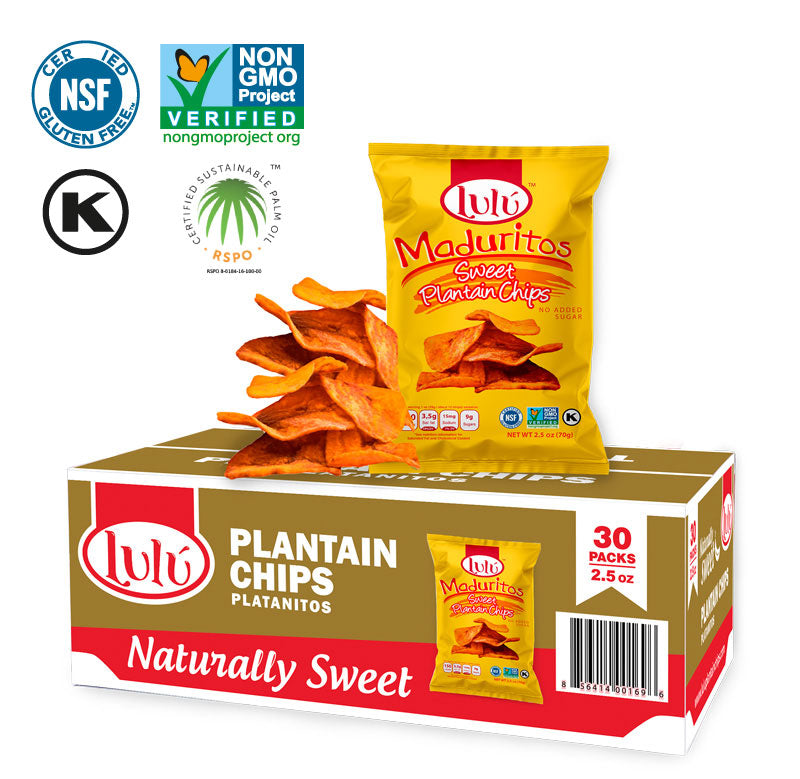 Lulu Sweet Plantain Chips 2.5 ounces Non-GMO Maduritos – LuluPlantainchips